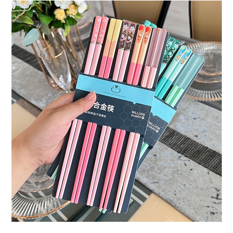 5 Pairs Dining Chopsticks Non-slip High Temperature Resistant High ...
