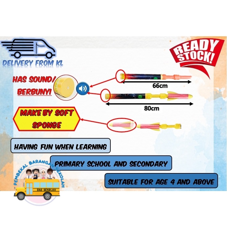 RBT STEM SEKOLAH SCHOOL KSSR HAND PUMP ROCKET LAUNCHER TOYS FOR KIDS SOFT MATERIAL / PELANCAR ...