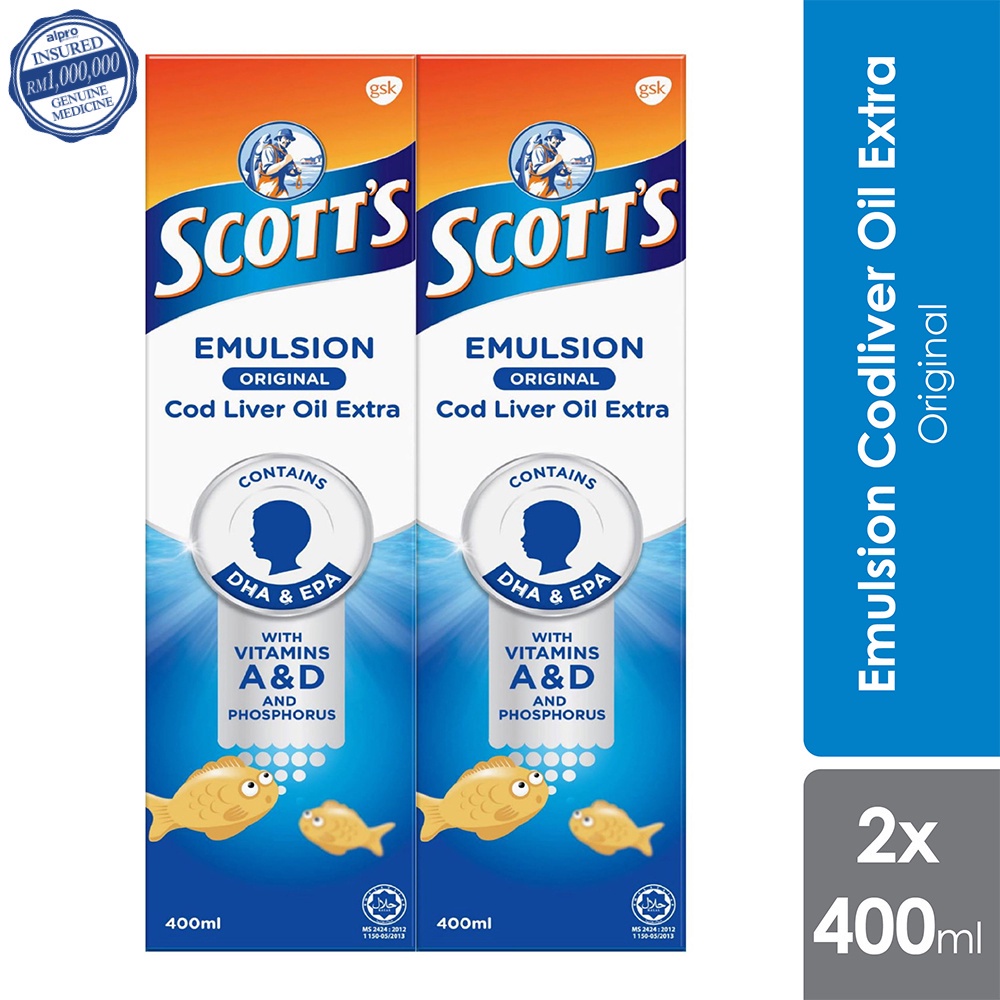 Scott's Emulsion Cod Liver Oil Extra - Original (400ml x 2) | Shopee ...