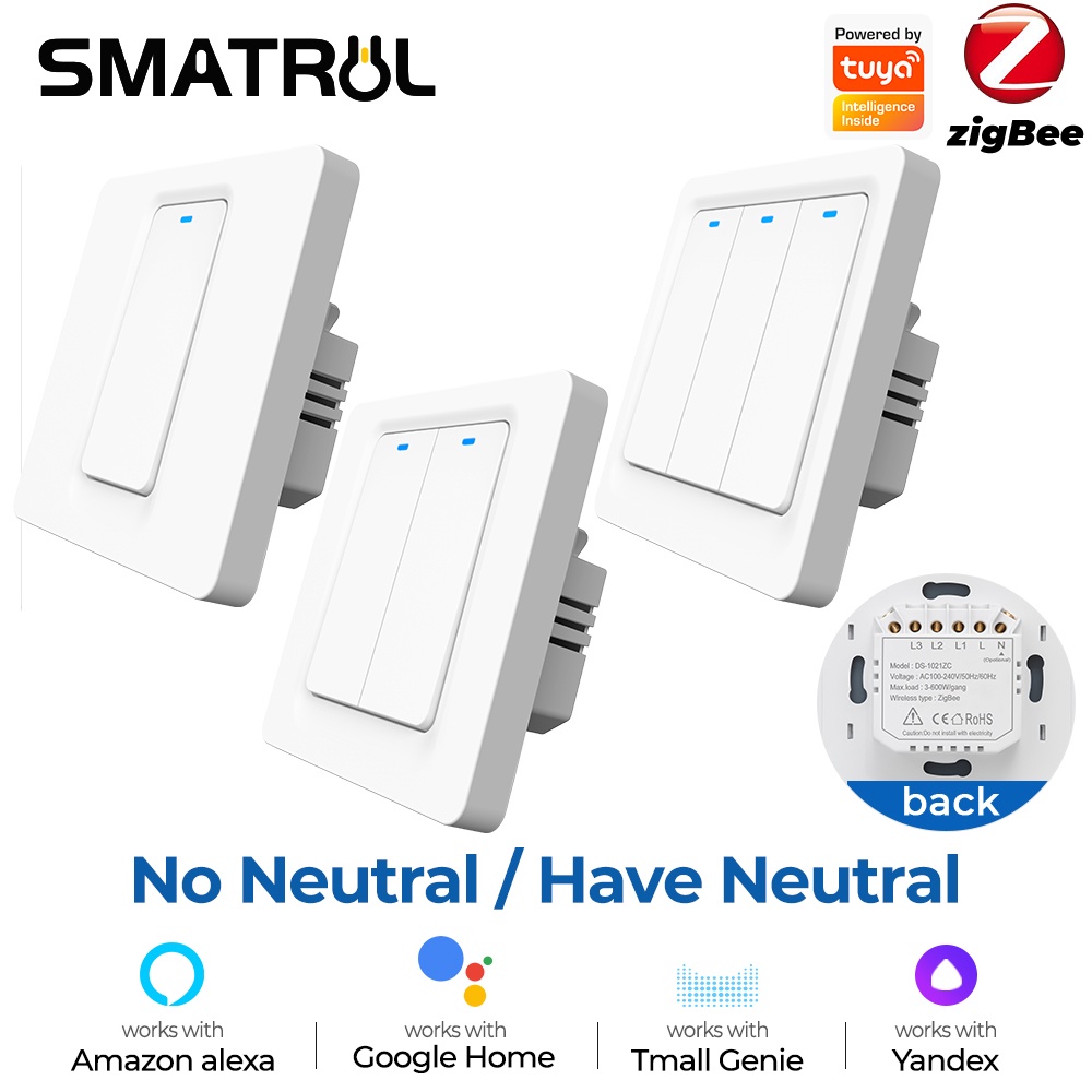 SMATRUL Smart Switch Tuya ZigBee No Neutral Wire No Capacitor Needed ...