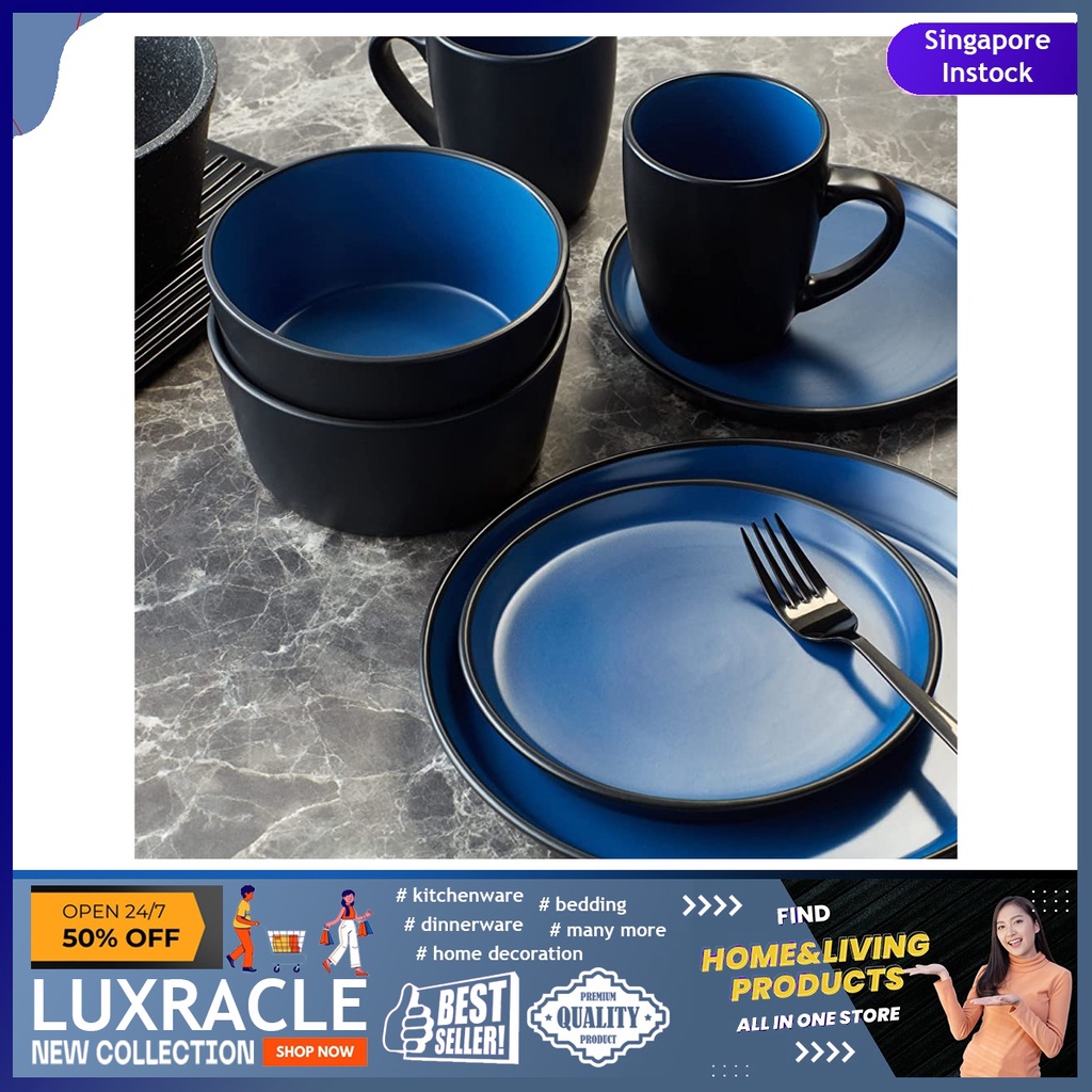 [sgstock] Stone Lain 32 Piece Glazed Stoneware Dinnerware Set, Service ...