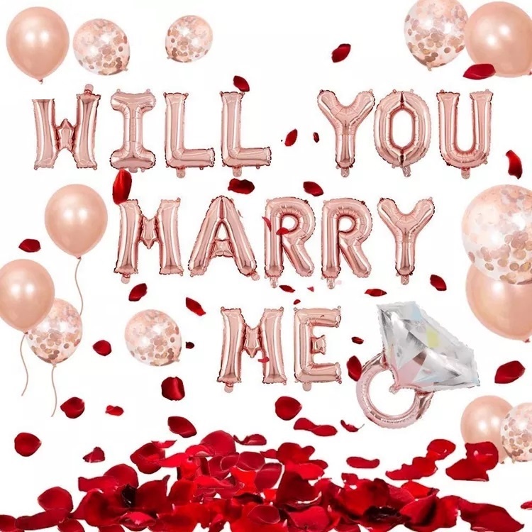 (SG SELLER) Will You Marry Me Set Proposal Set Rose Petals Rose Gold ...