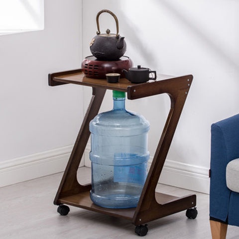 Solid wood movable side cabinet with wheel tea stand living room small ...
