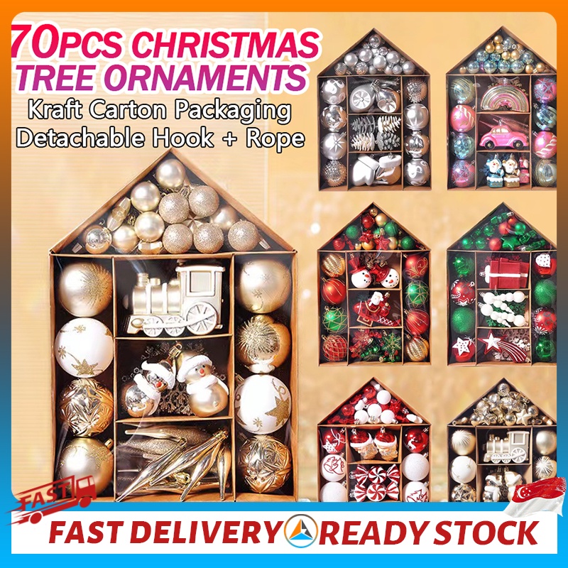 [READY STOCK] 70 Pack Ornaments Ball Christmas Tree Christmas Hanging ...