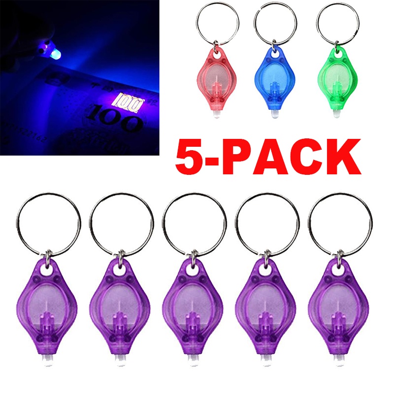 5PCS UV Mini Keychain LED Flashlight Torch Light Key Ring Light mini ...