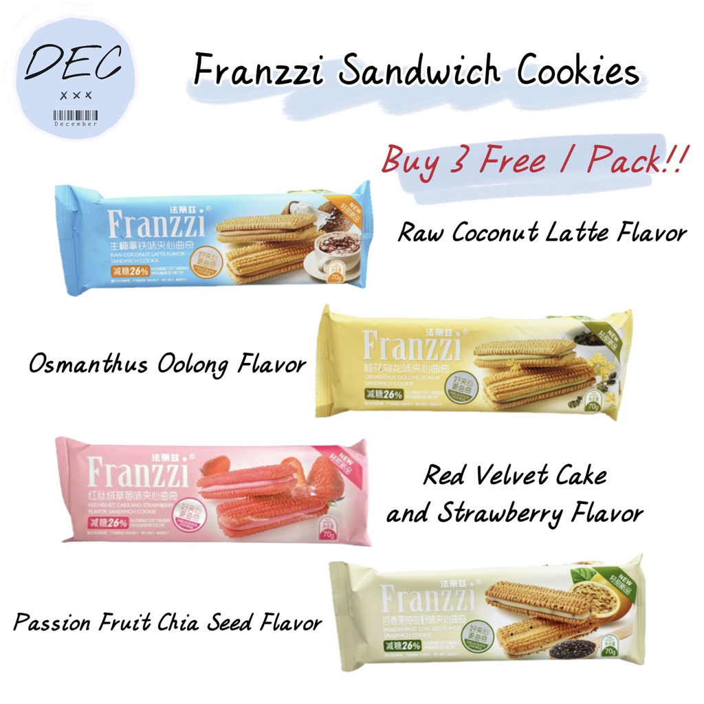 [Bundle of 3]Franzzi Sandwich Cookies Raw Coconut Latte/Strawberry ...