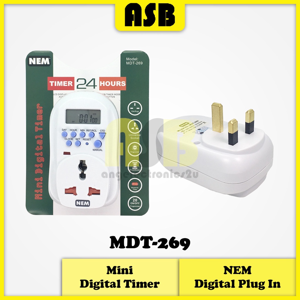 (1pc) NEM MDT-269 Digital Plug In Timer ( 572001037 ) | Shopee Singapore