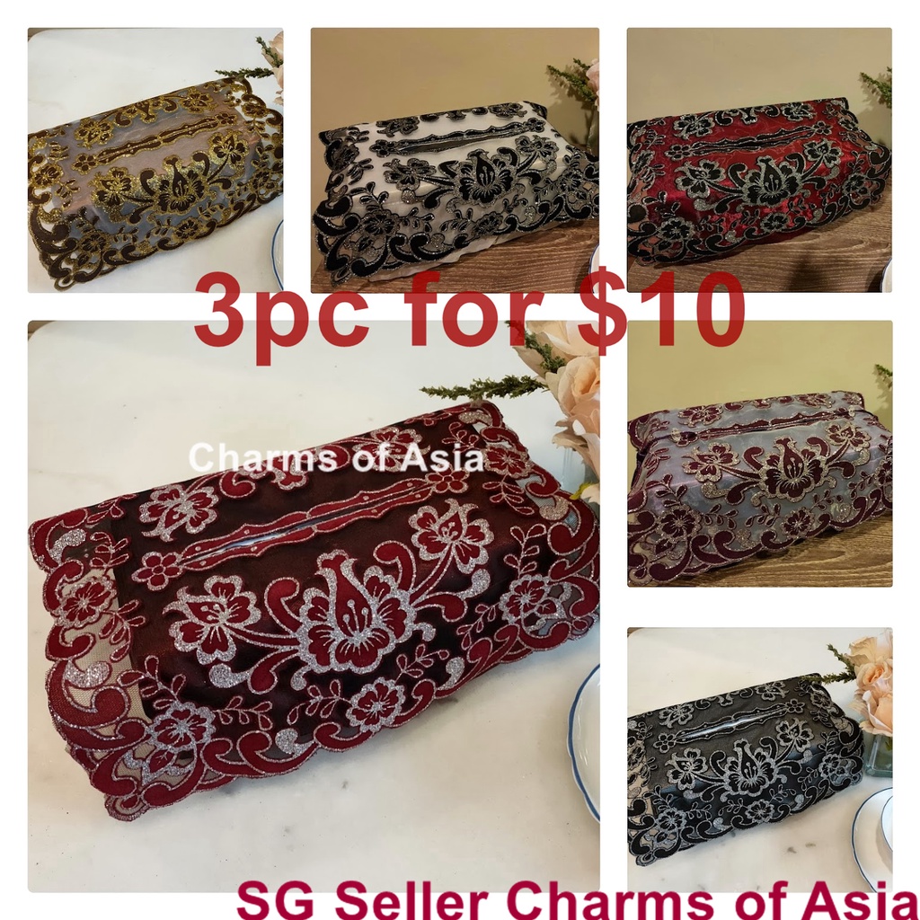 (SG seller, ready stock) Tissue box cover Arabic style voile fabric ...