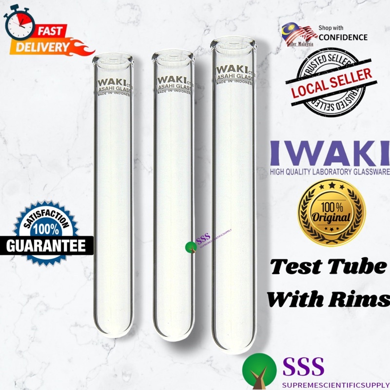 Test Tube with Rims/Tabung Uji,Boro3.3 (Iwaki) | Shopee Singapore