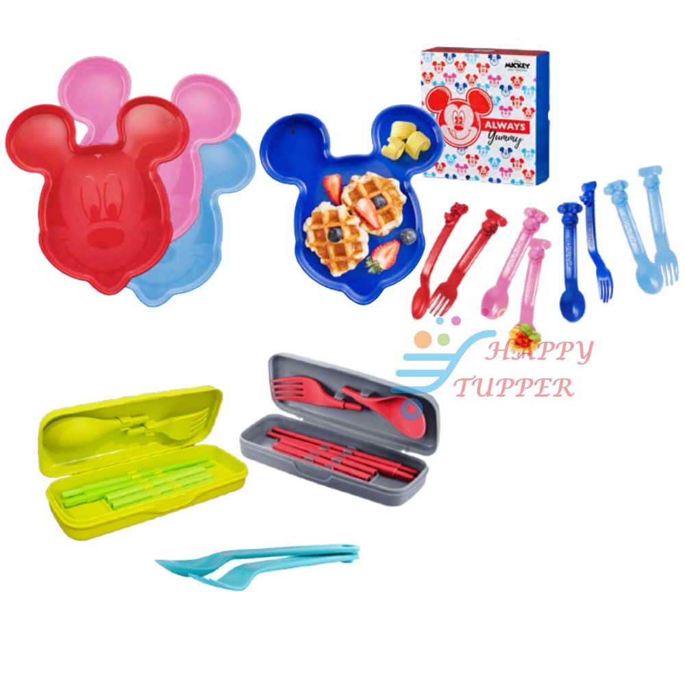 Tupperware Portable Cutlery Set / Mickey Plate & Cutlery Set | Shopee ...