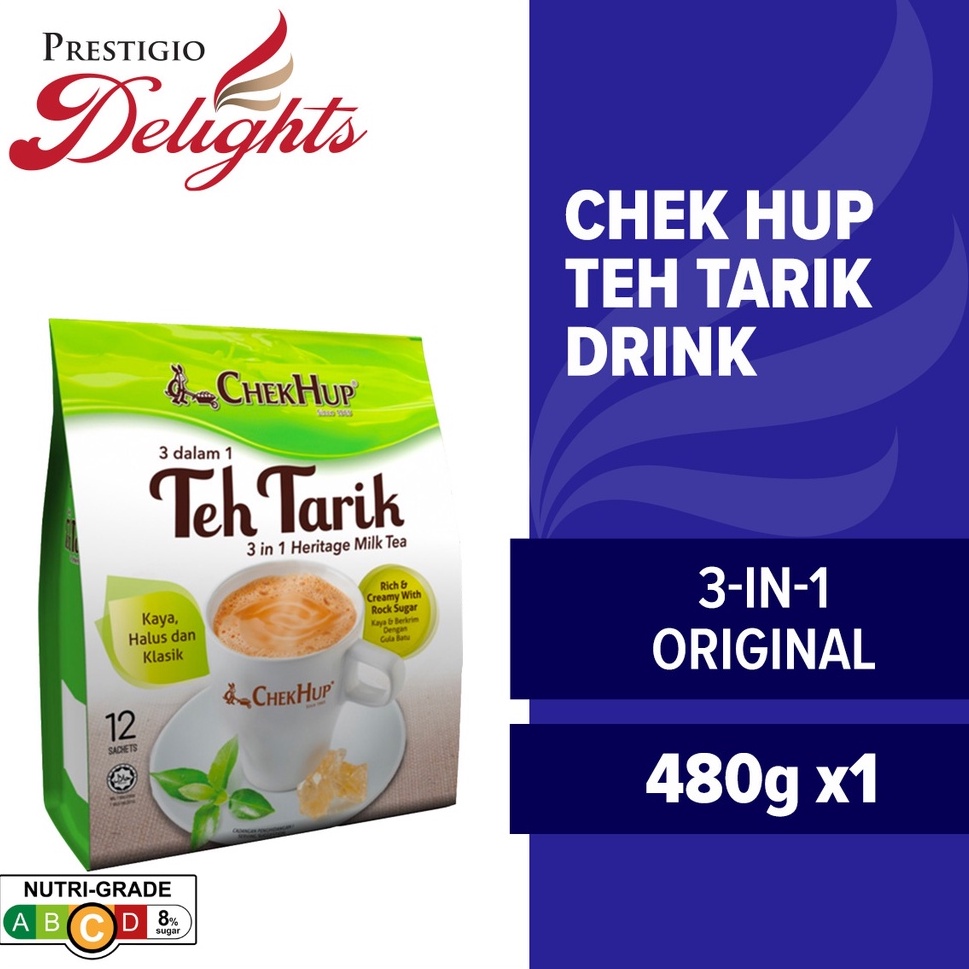 Chek Hup Teh Tarik Original 3 in 1 Heritage Milk Tea Packet 480g ...