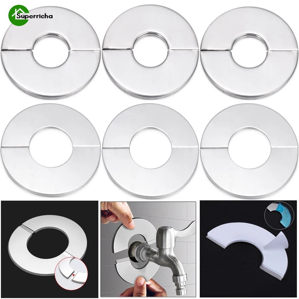 Stainless Steel Water Pipe Wall Covers Bathroom Wall Faucet Hole Cover ...