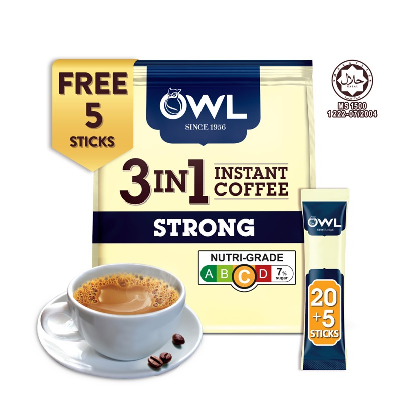 Owl 3 In 1 Strong Instant Coffee (25x20g) | Shopee Singapore