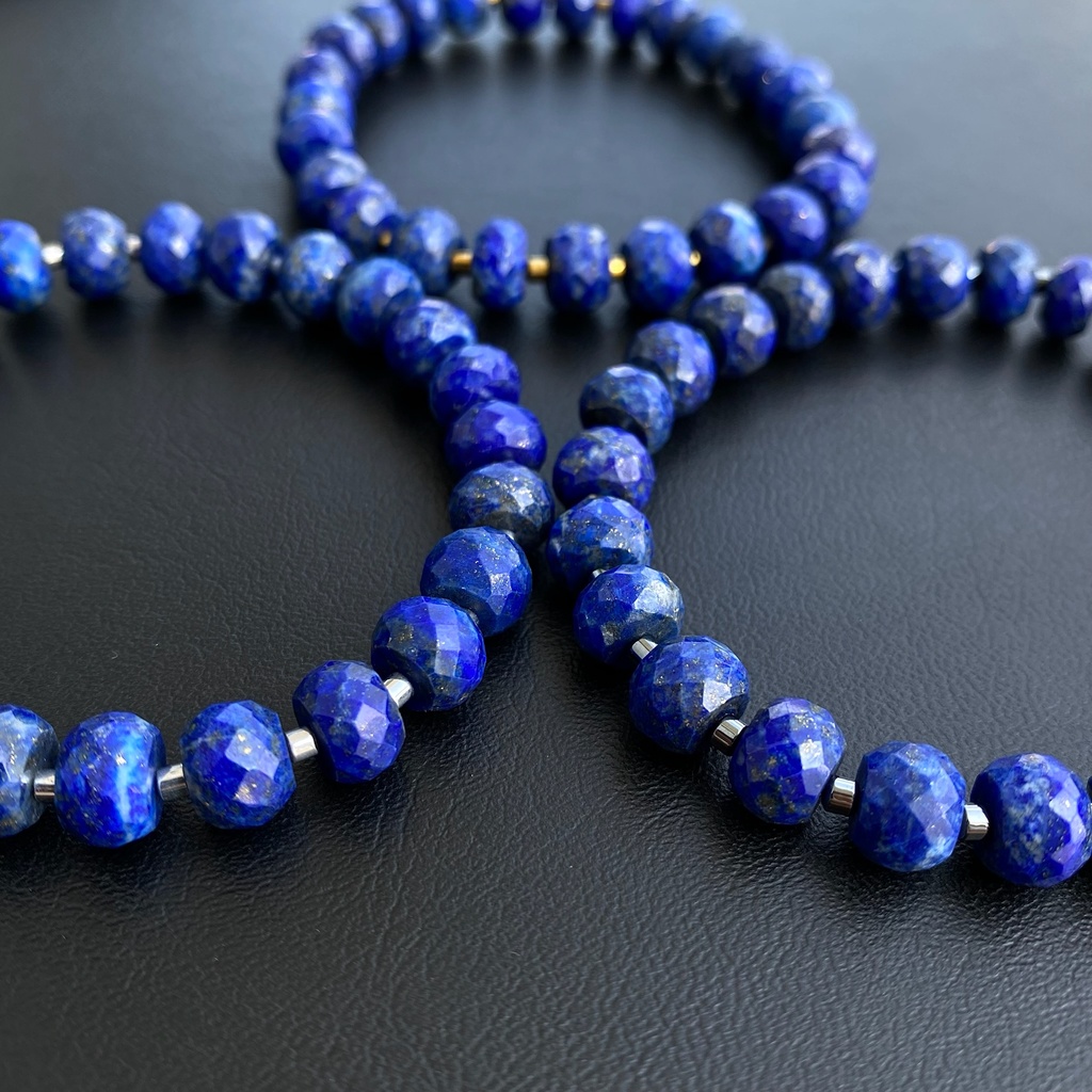 High Grade Genuine Stone Bangle Lapis Lazuli with Hematite Separator ...