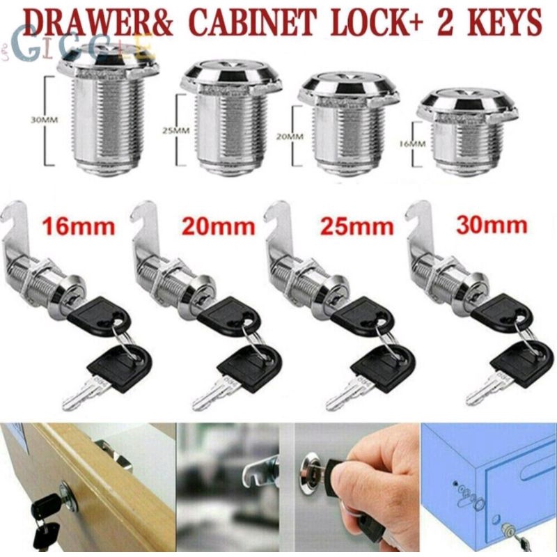 Cupboard/mailbox lock 16mm 20mm 25mm 30mm with 2 specialized keys ...