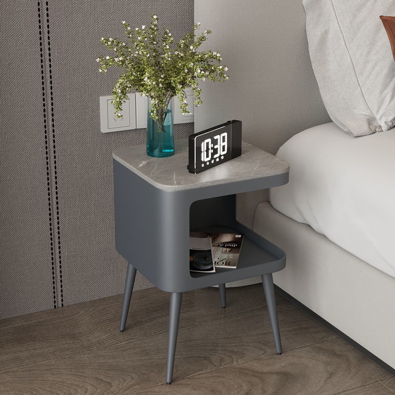 【Free Installation】Bedside Table Simple rock plate iron bedside table ...