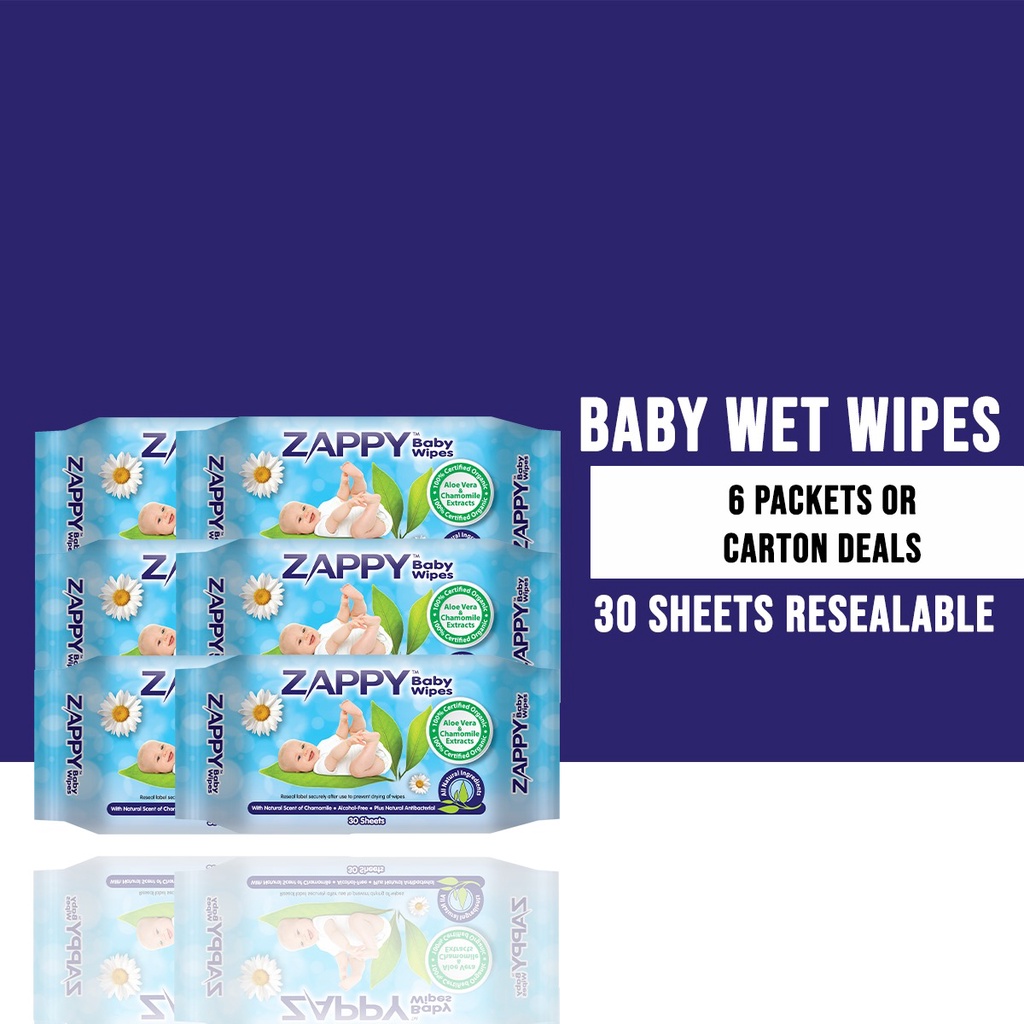 Zappy Baby Wipes 30 Sheets ( 6 Packets or Carton Deal) | Shopee Singapore
