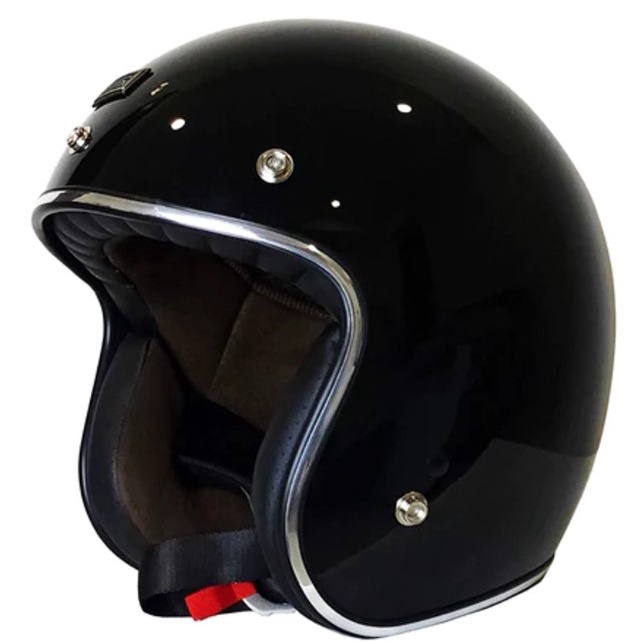 Primo Solid Helmets Open Face Helmet Cafe Racer Solid Black Solid White Gloss White Gloss Black ...