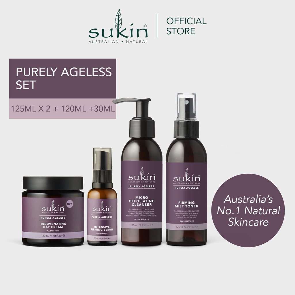 Sukin Purely Ageless Set (Exfoliating Cleanser / Mist Toner / Serum ...