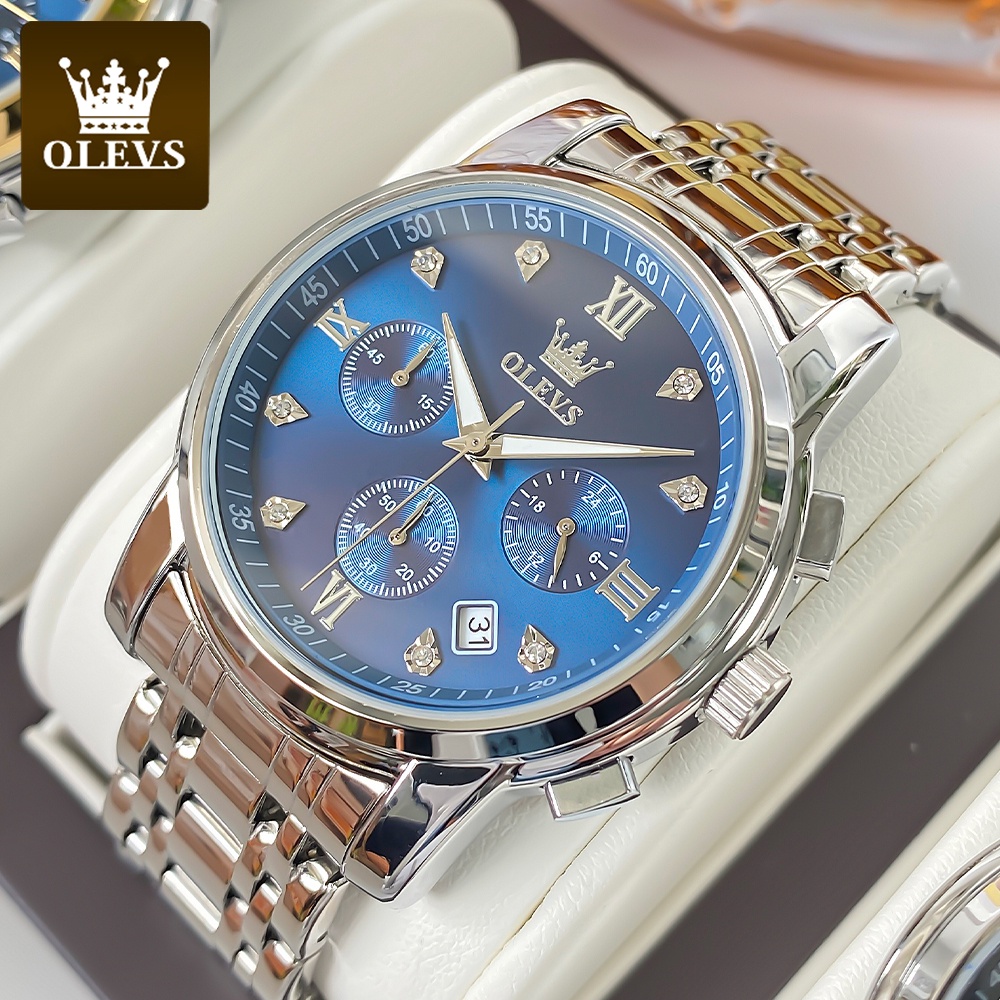 OLEVS Watch For Men Waterproof Original Stainless Steel Quartz Luminous ...