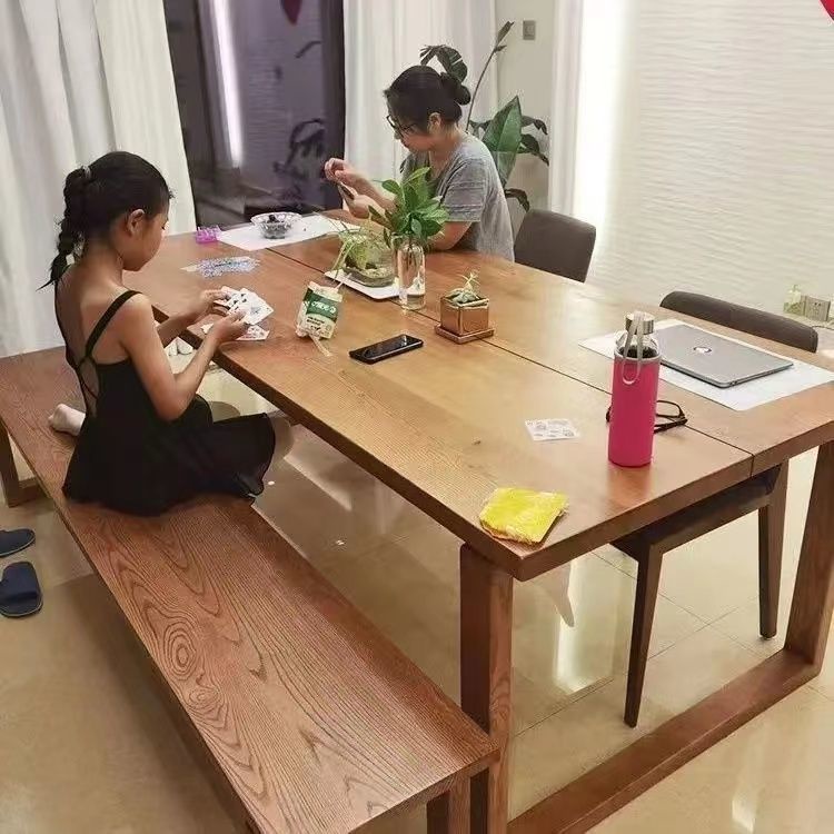 White Wax Wood Dining Table Mobien Same Style Dining Table Log High-end ...