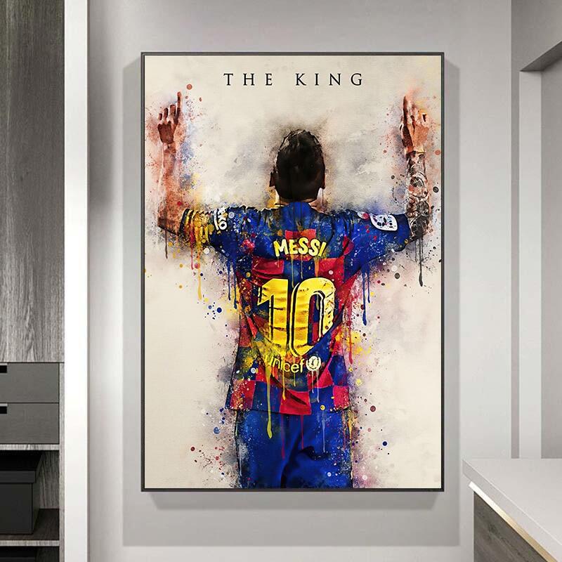 Abstract Football Star King Messi Watercolor Poster Prints Canvas ...