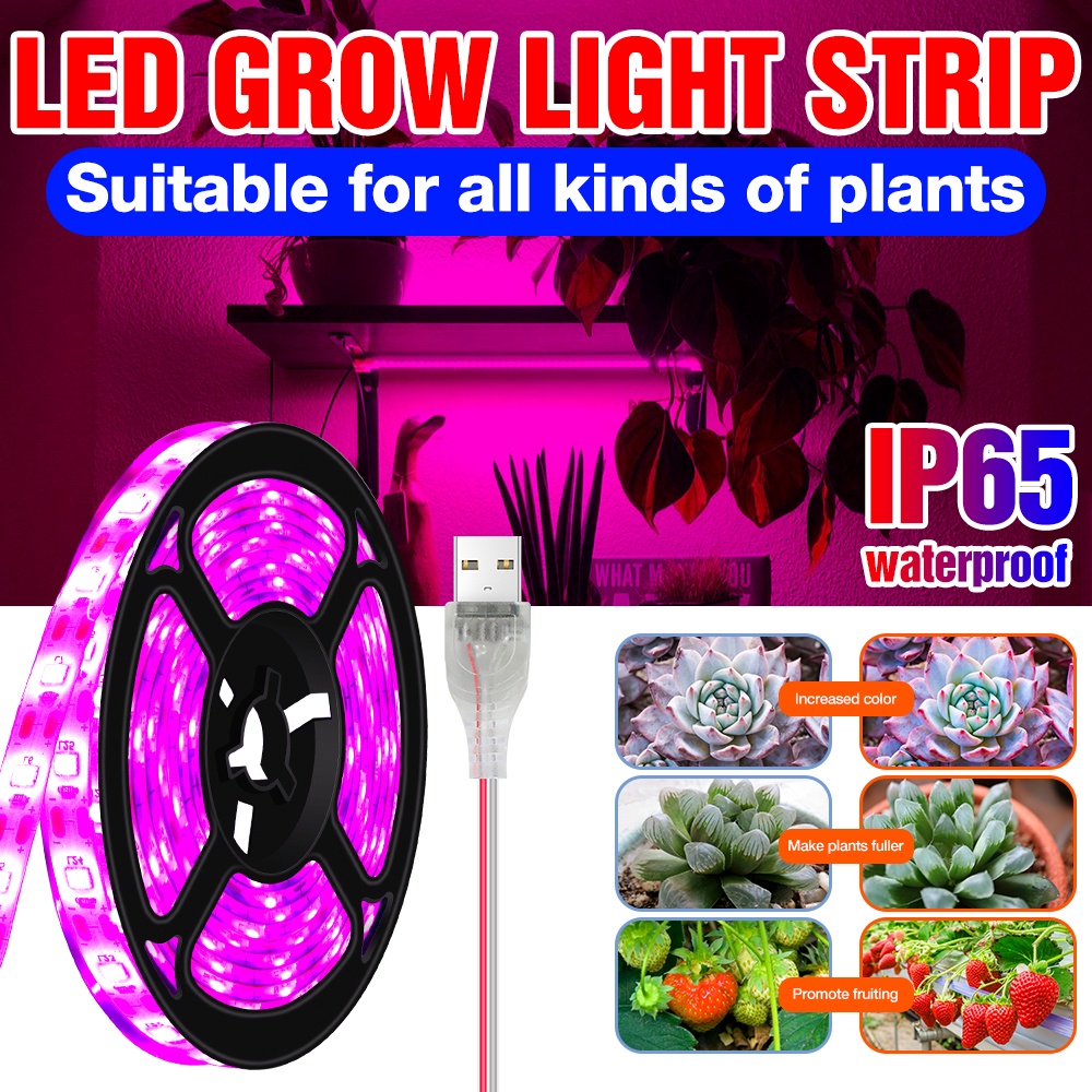 LED Grow Light Strip USB Full Spectrum Plant Lamp Tape 5V Greenhouse ...