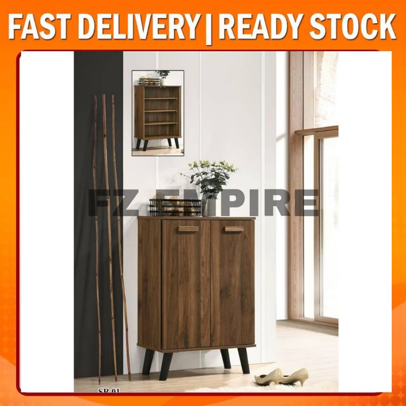 RAK KASUT KAYU/ SHOES RACK CABINET 4 TIER/ RAK KASUT 2 PINTU | Shopee ...