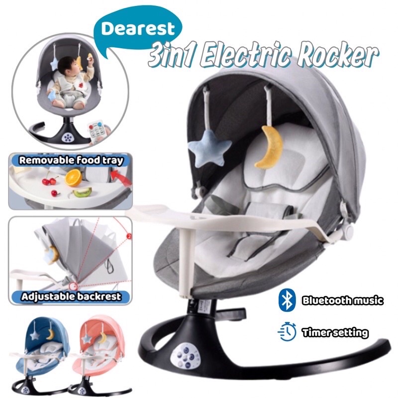 3in1 Electric Smart Sensory Auto-Swing Rocker w Detachable Food Tray ...