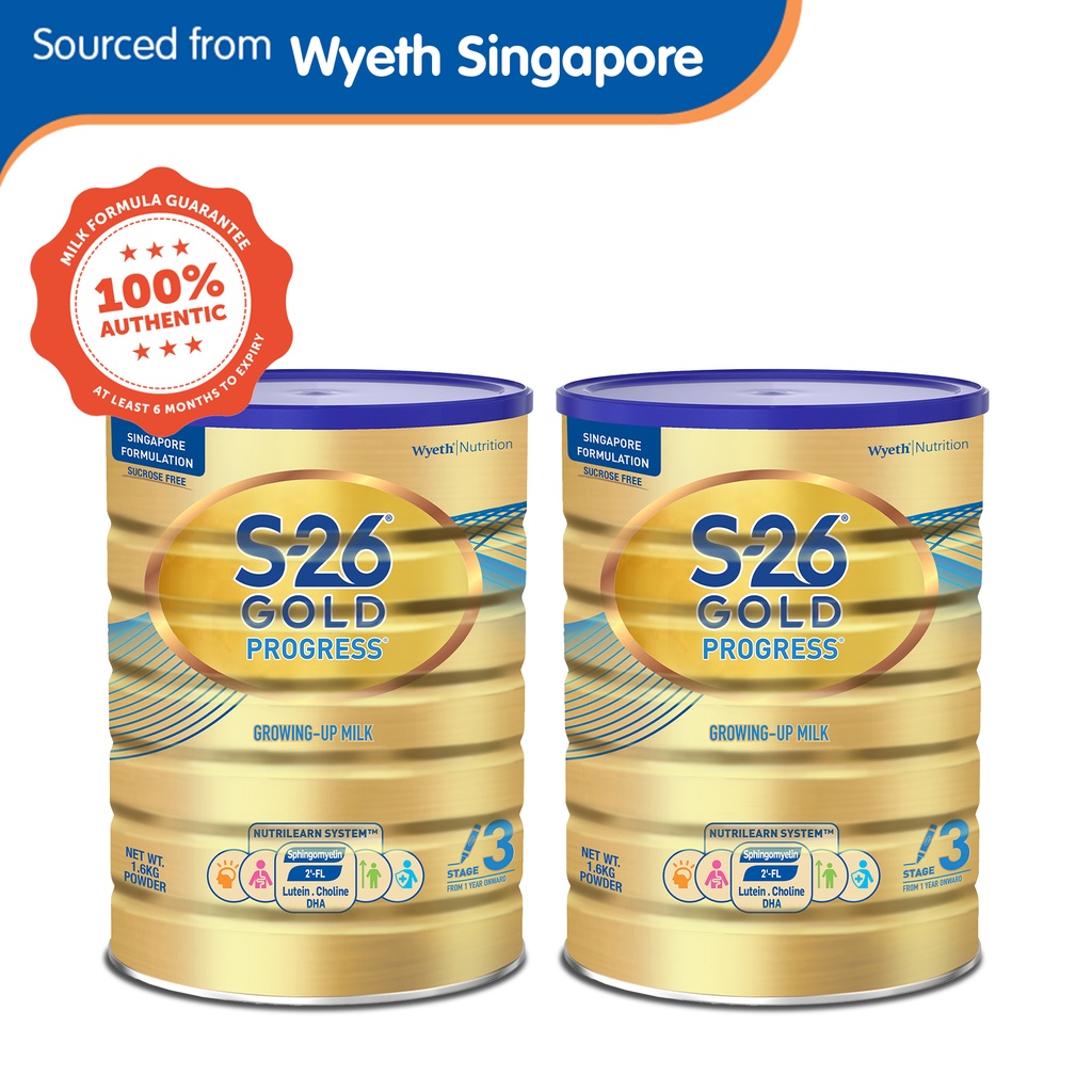 [Bundle of 2] Wyeth®Nutrition S-26® Progress®GOLD® Stage 3 Growing-up Formula 1.6kg | Shopee ...
