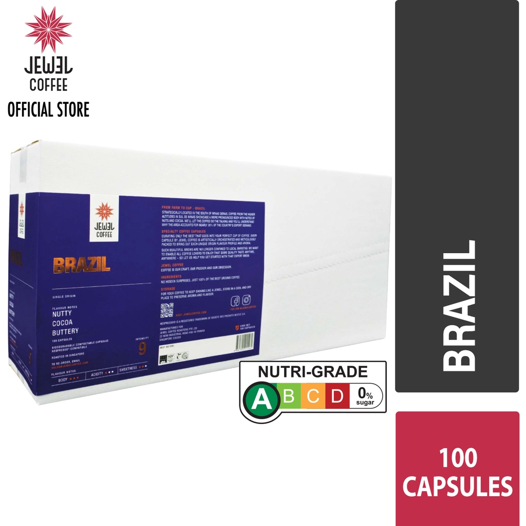 Jewel Coffee Specialty Coffee Capsules - BRAZIL (100pc Bulk Buy ...