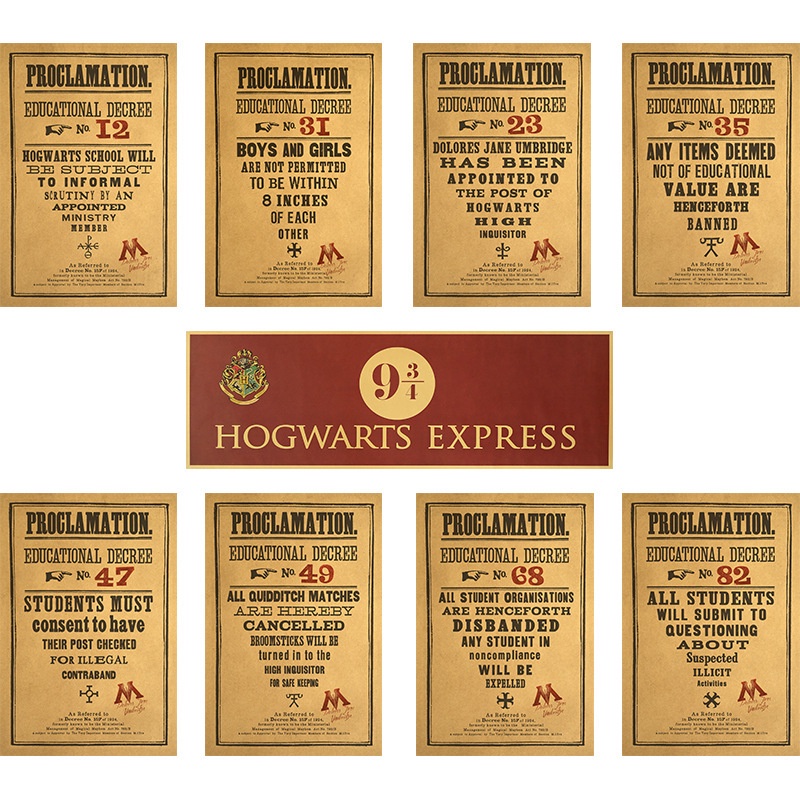 Harry Potter "Hogwarts Map" Movie poster Kraft Paper Wallpaper wall ...