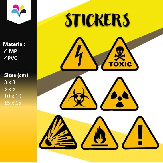 Safety Sign Sticker Hazardous High voltage Toxic Poisonous Biohazard ...