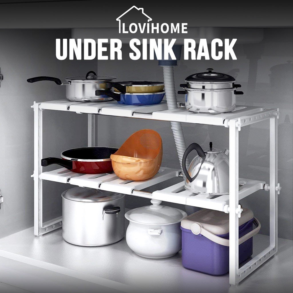 SG Adjustable Under Sink Kitchen Rack - Basin Cabinet Storage Stand ...