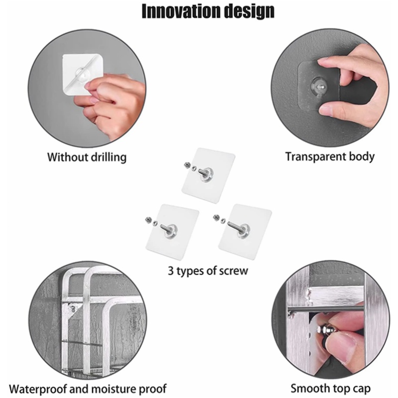 10 Pcs Punch-Free Screw Stickers Wall Picture Frame Holder Self ...