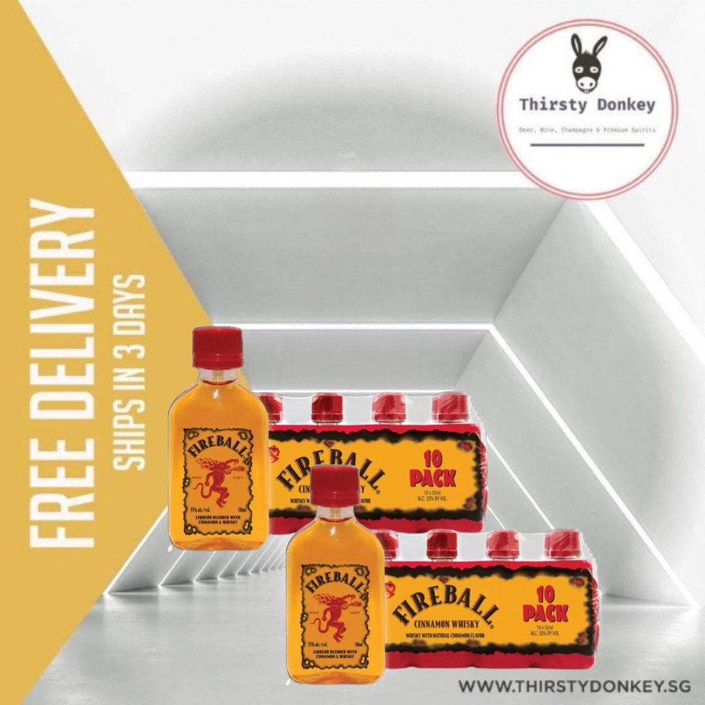 Fireball Cinnamon Whisky (50ml x 10 bottles) (Bundle of 2) | Shopee ...