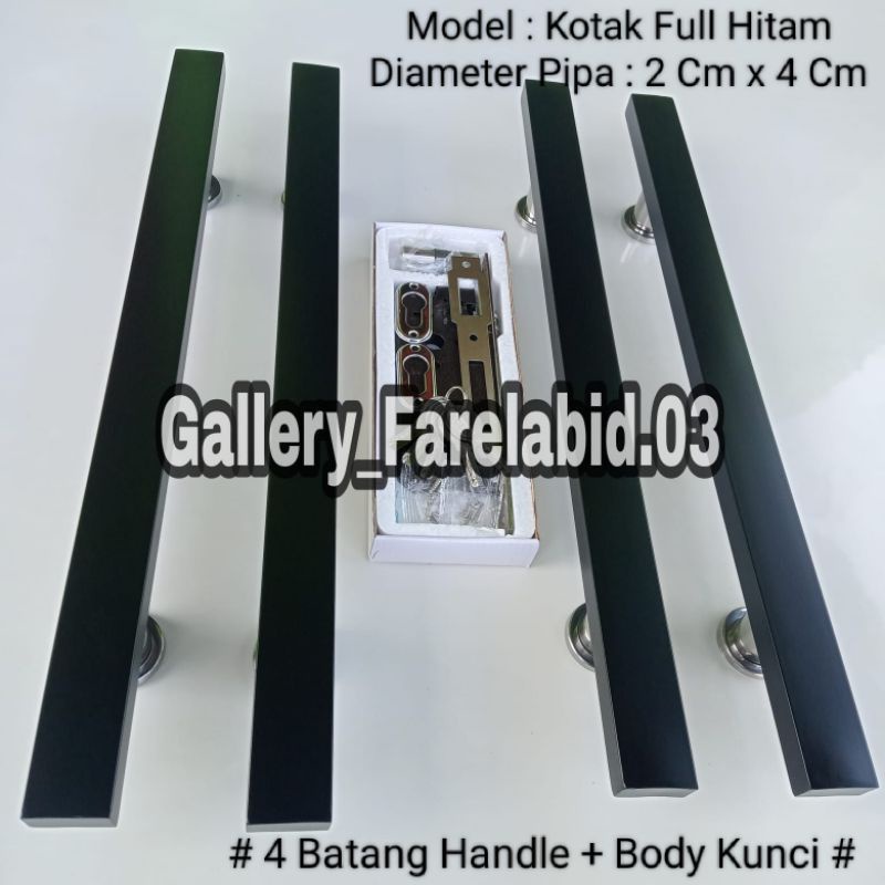 HITAM 80cm Home Door Handle Stainless Steel Black Box Set Body Lock ...