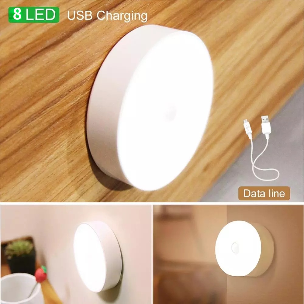 Motion Sensor LED Night Light Chargeable Smart Wall-Mounted Lamp for ...
