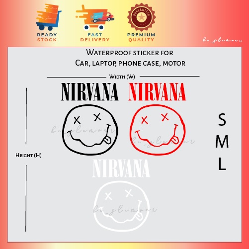 [D2] Nirvana word logo sticker guitar stiker reflective waterproof ...