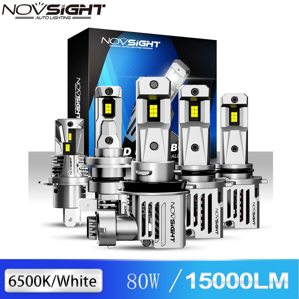 Novsight Newest N66 9005 9006 H4 H11 H7 Car LED Headlight Bulb Fog Lights 80W 15000LM 6500K ...
