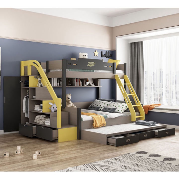 【Pro One Project】Bunk Bed with Pull out bed with drawers with Staircase ...