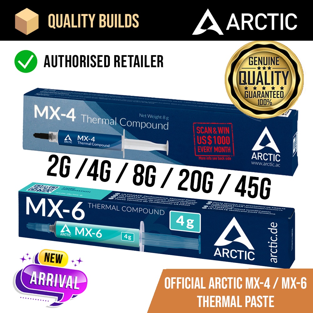 [SG STOCK] Authentic Arctic MX-4 MX-6 2g 4g 8g 20g 45g Thermal Grease Paste Compound Carbon ...