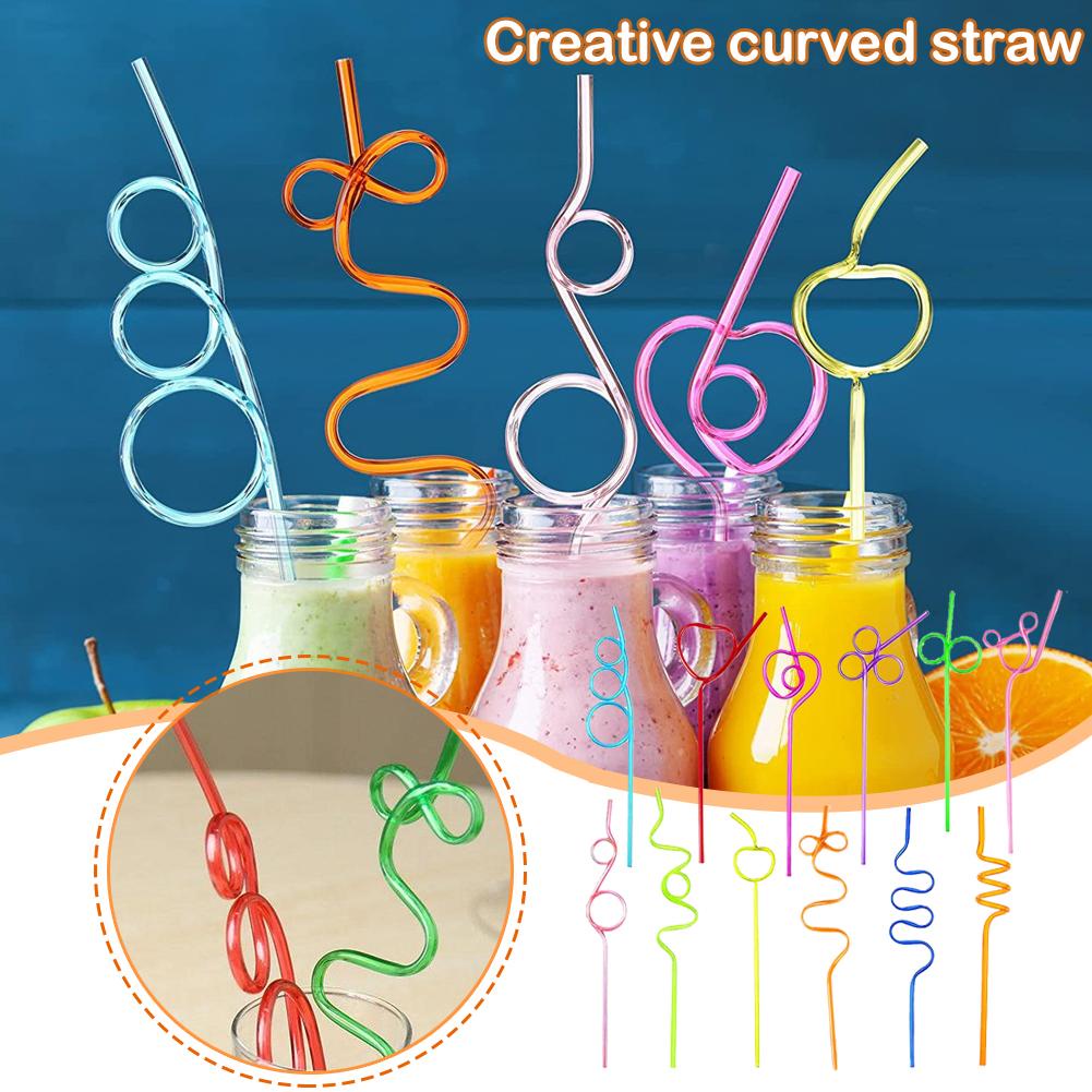 10pcs Creative Colorful Crazy Curly Loop Plastic Drinking Straws For ...