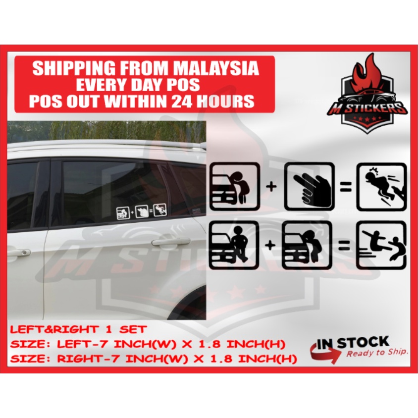 3 SYMBOLS DON'T TOUCH MY CAR STICKER LEFT RIGHT 1 SET MYVI AXIA ALZA ...