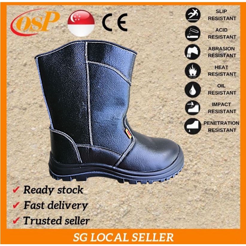 Safety Boot High Cut 9888 with Steel Toe Cap and Midsole Black approved ...