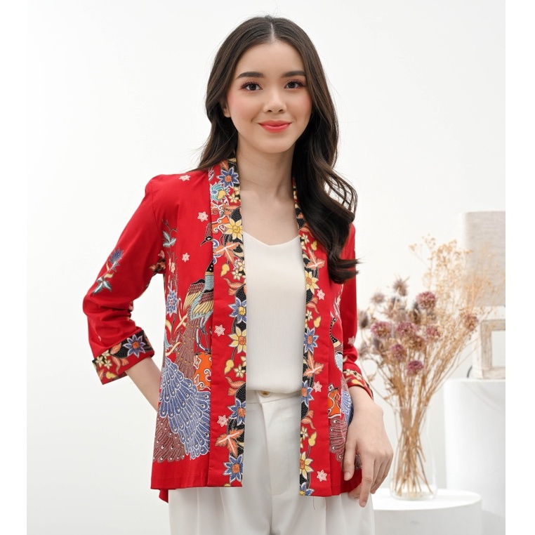 MERAH Outer Batik 241 BBC red/ Batik Vest/ Batik Outer/ Batik Uniform ...
