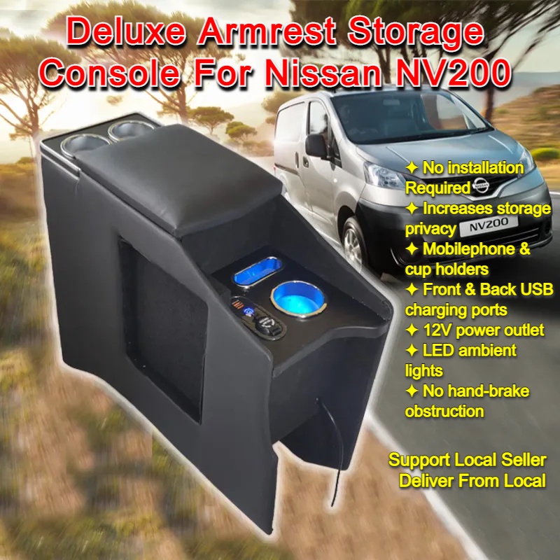 Nissan NV200 Deluxe Edition Armrest Console Storage Box With 12V Power ...