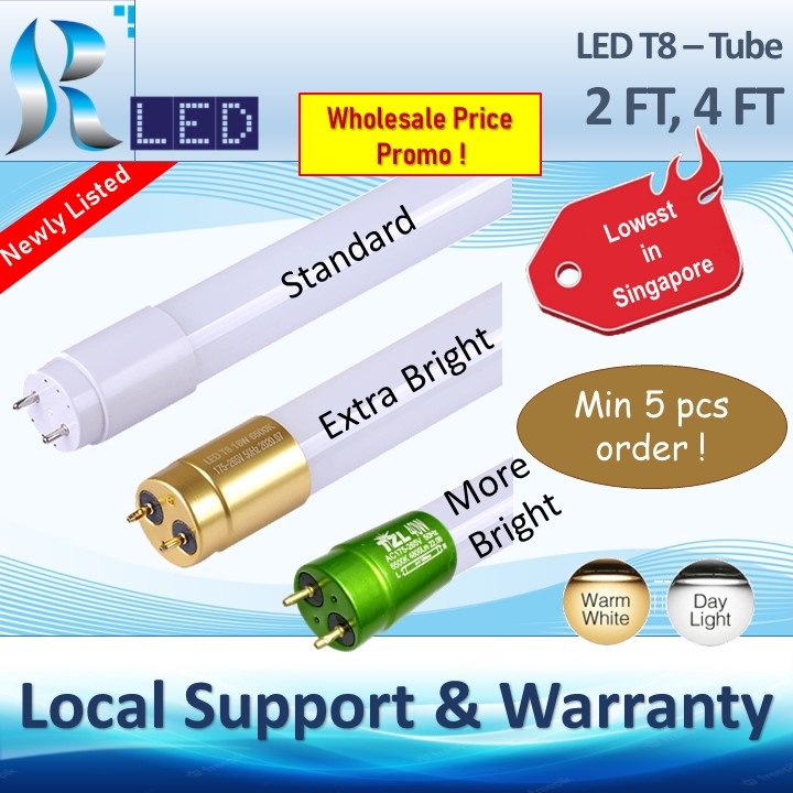 T8 LED Tube - 2ft 4ft / 10W 16W 20W 32W 40W 50W / 3000K 6000K | Shopee Singapore