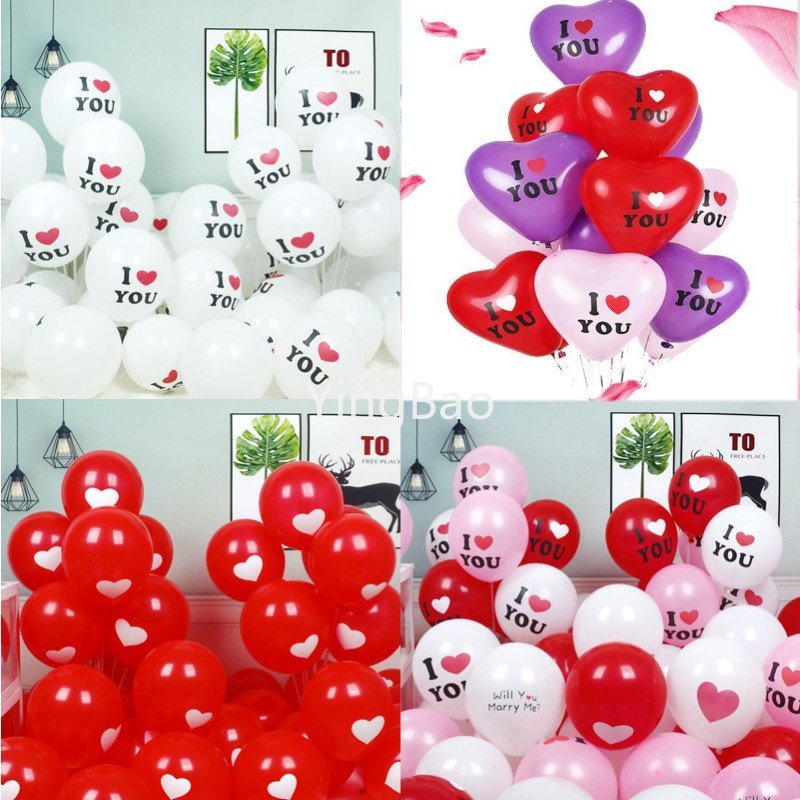 10pcs/lot 12 inch Heart Shape I Love You Latex Balloons Pearl White ...