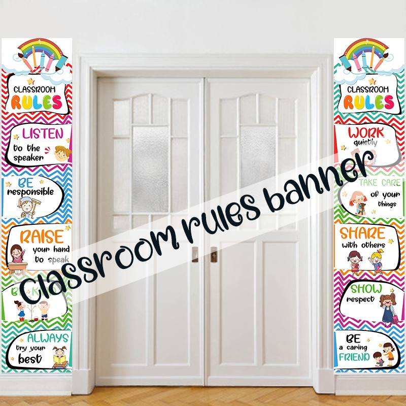 Classroom Rules Banner Decorative Wallpaper Sticker Waterproof Poster ...